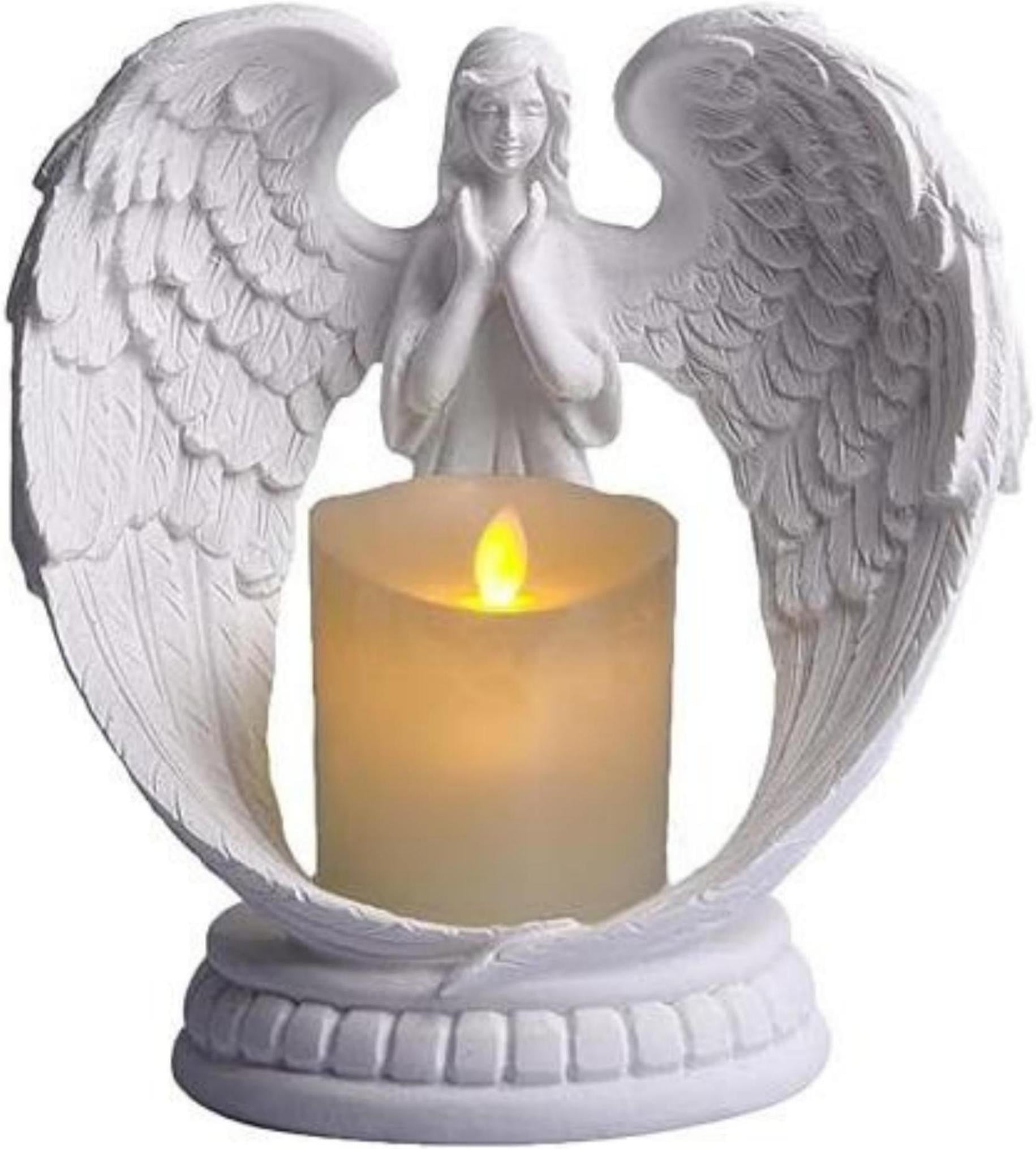 Carefree Fish Angel Statue Figurine LED Candle Prayer Christmas Decor ...