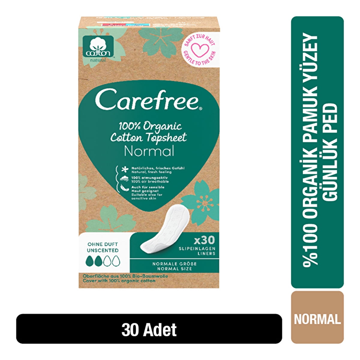 Carefree Organic Cotton Topsheet Normal Daily Pad 30pcs - Walmart.com