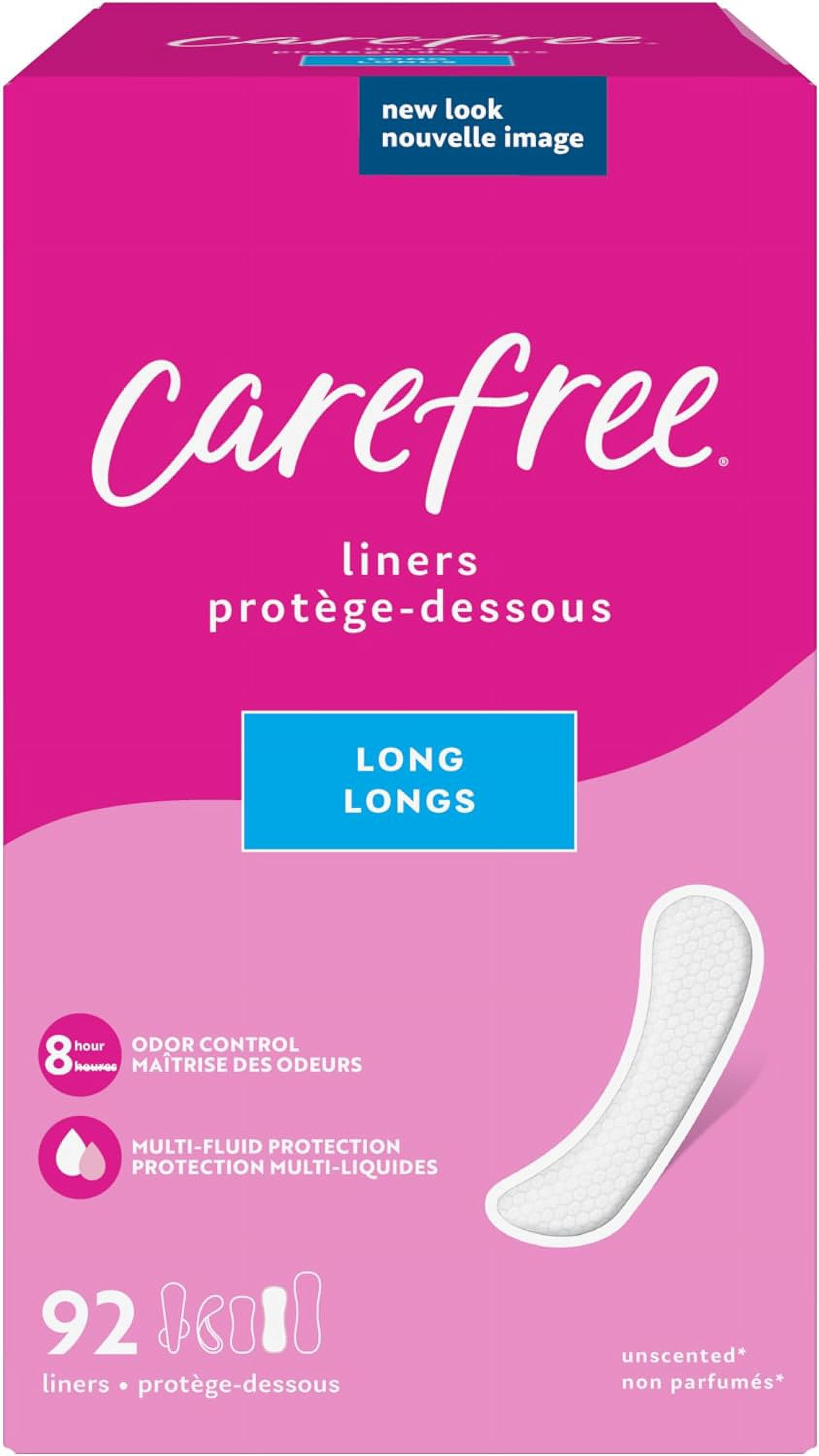 Carefree Panty Liners, Thin Daily Protection, Unscented, 92ct, Long ...