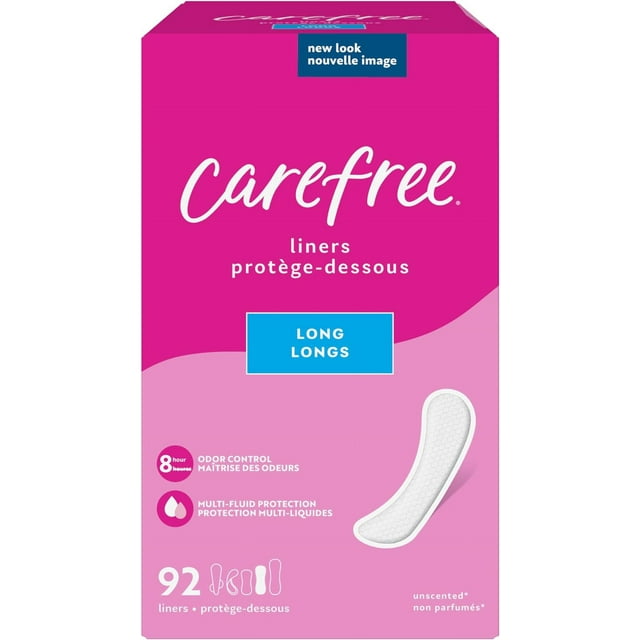 Carefree Panty Liners, Long Liners, Unwrapped, Unscented, 92ct ...