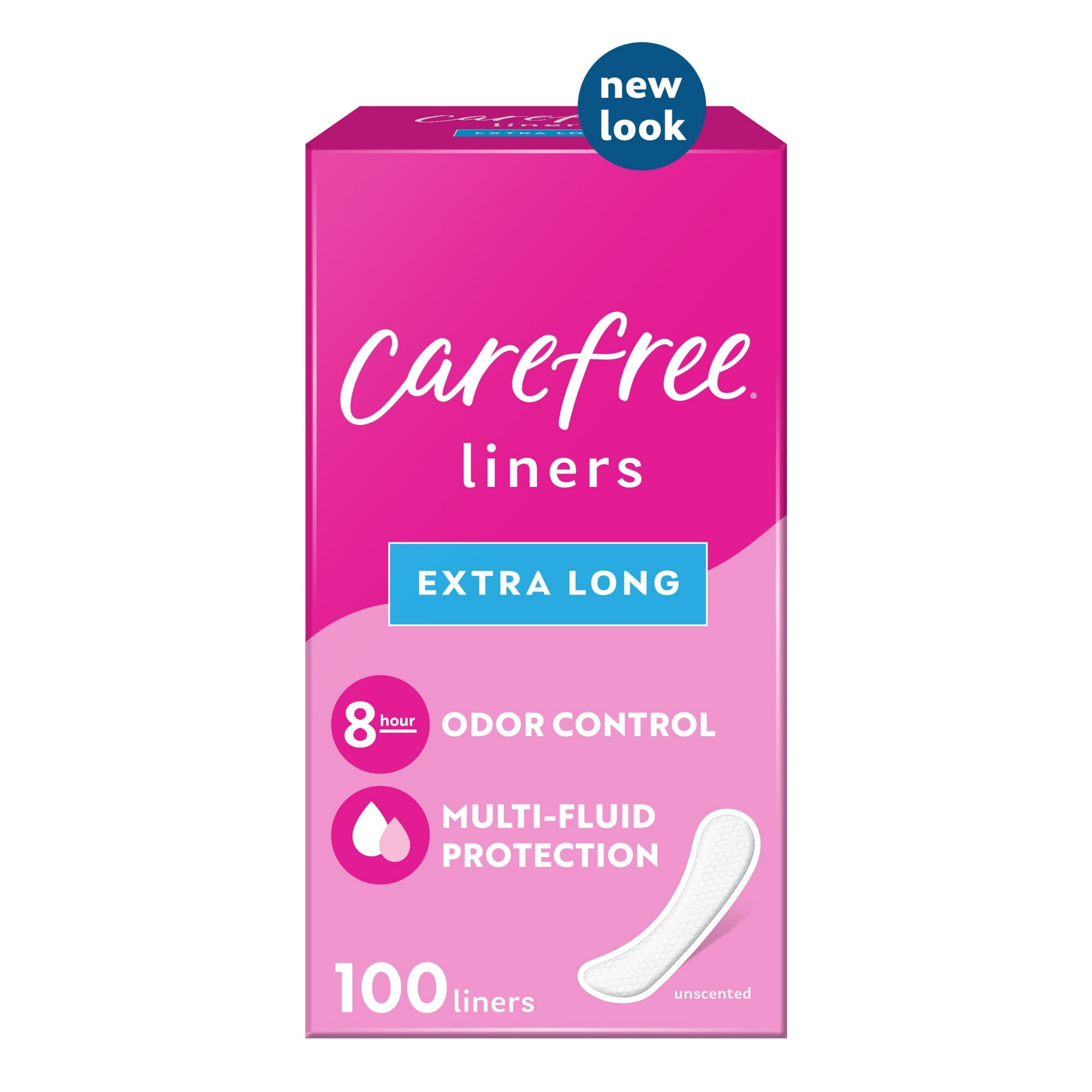 Carefree Panty Liners, Extra Long, Unscented, 8 Hour Odor Control, 2x Absorbent, 200 Ct ...