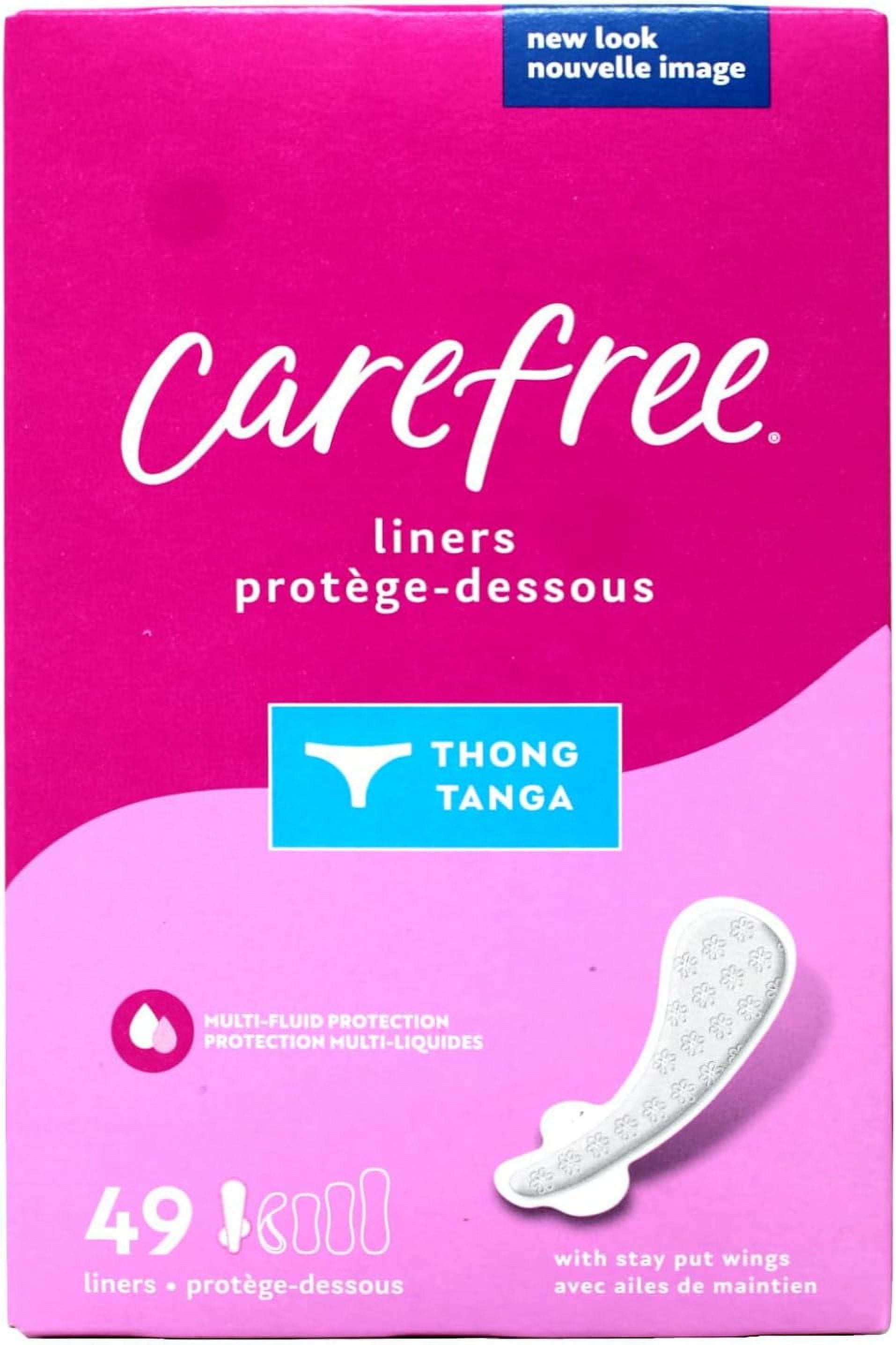Carefree Thong Pantiliner Unscented 49 Liners Per Box - Walmart.com
