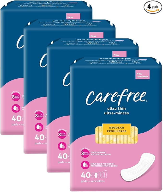 Carefree Ultra Thin Pads for Women, Regular Pads Without Wings, 160ct ...