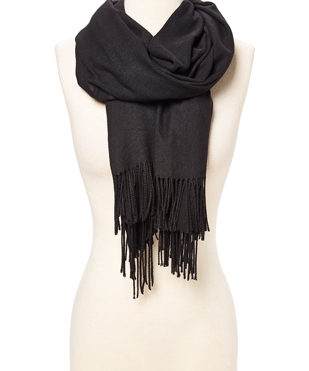 Carefree Women's Soft Pashmina Scarf, Lightweight, Black, Solid Color ...