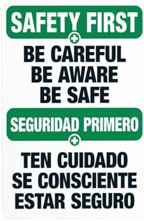 Be Careful Be Aware Be Safe Bilingual Warning Sign, Slogan Security ...