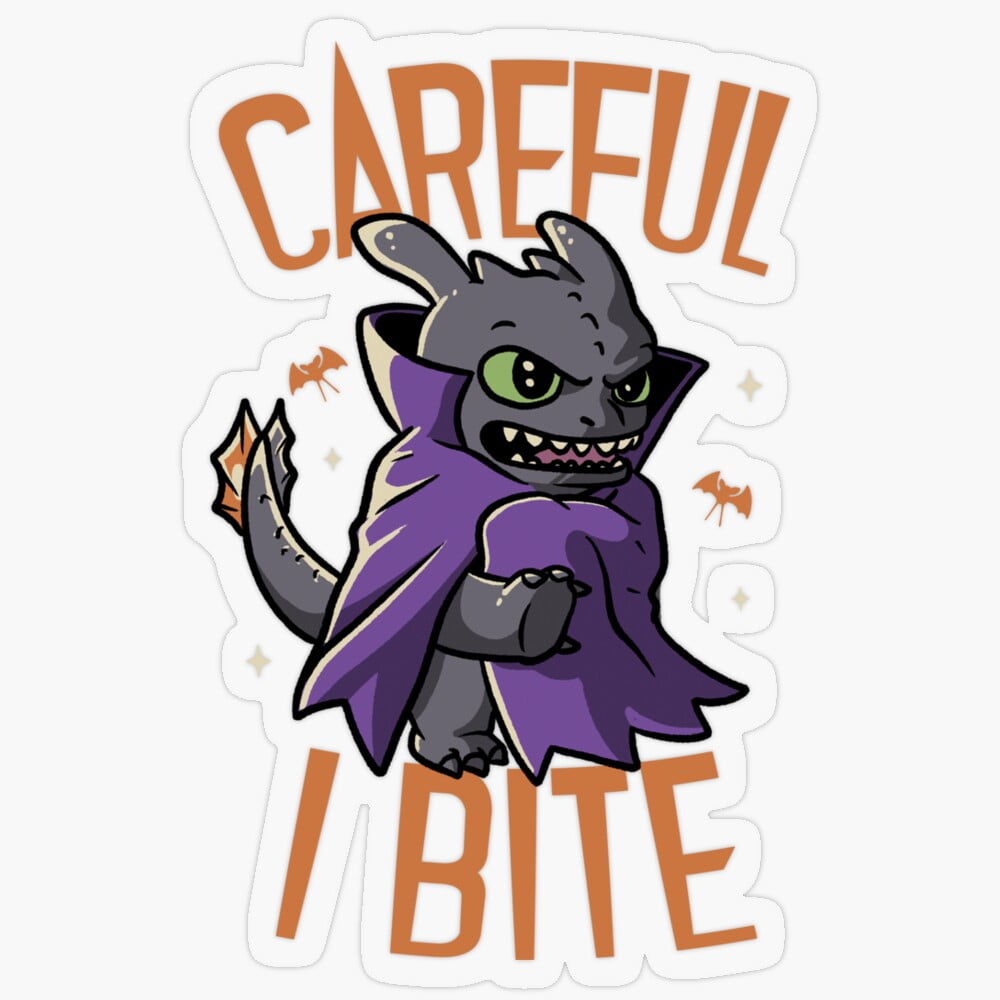 Careful I Bite Funny Cute Spooky Transparent Sticker Phone Decal Water ...