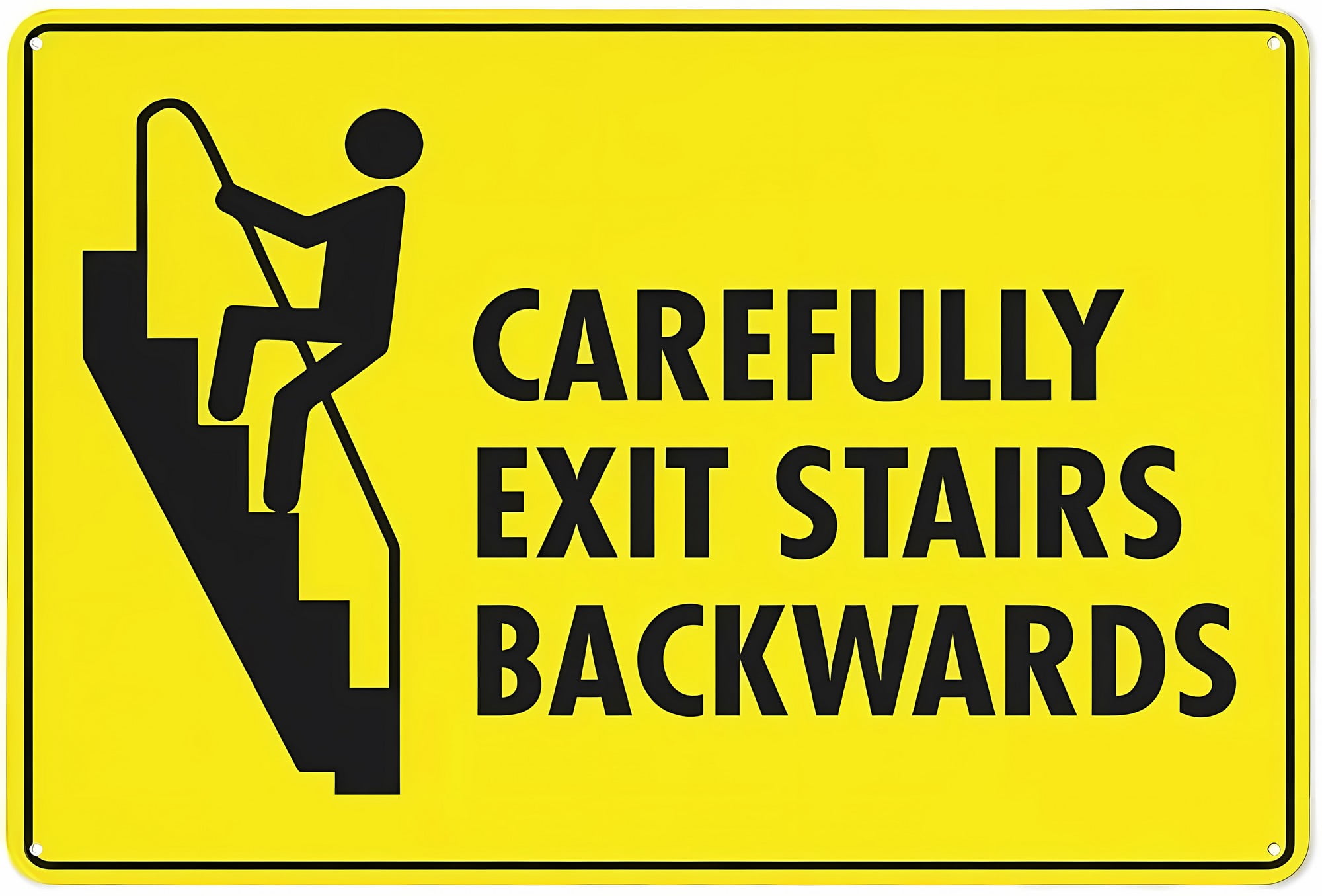 Carefully Exit Stairs Backwards Warning Sticker 8"x12" - Security ...