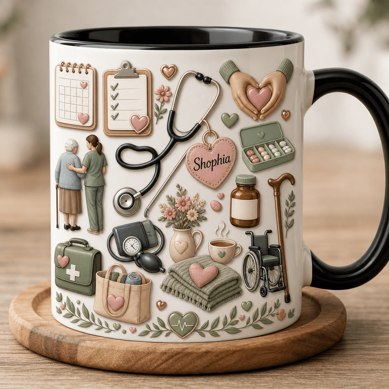 Caregiver Mug 2D Printed 3D Effect Personalized Care Worker ...