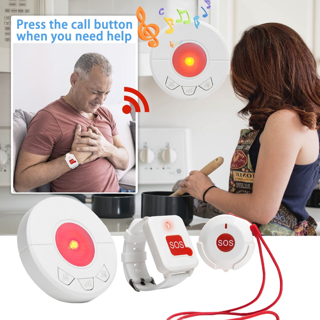 Wireless Medical Alert Device Set with 1 Caregiver Pager, 1 Emergency ...