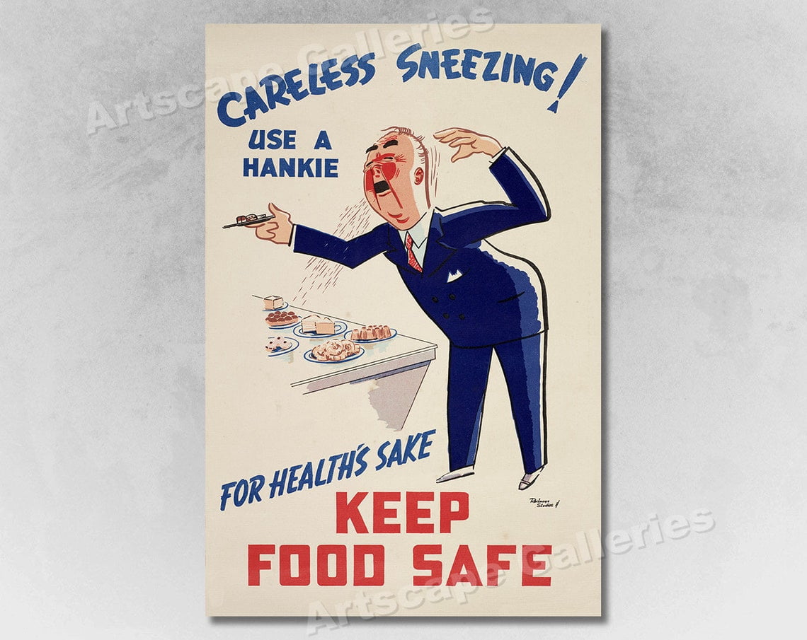 Careless Sneezing 1940s Unusual Vintage Health, Stretched Canvas ...