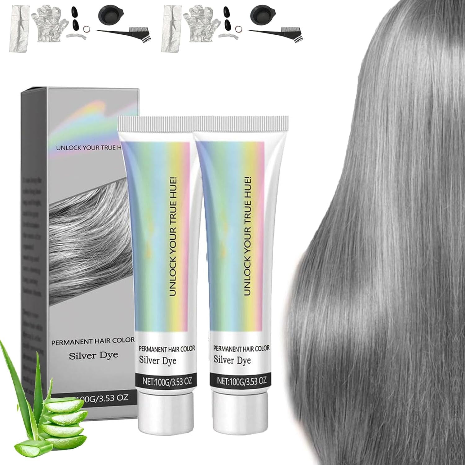 Caremey 2 In 1 Natural Essence Extract Silver Hair Dye, Detroit Rain ...