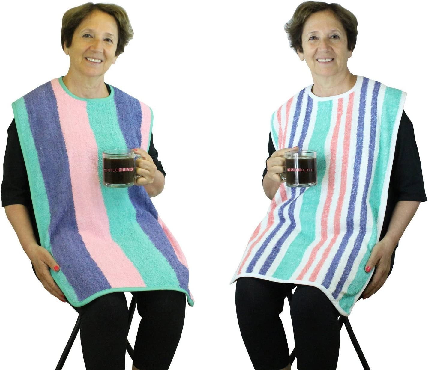 Careoutfit Terry Cloth Long Length Adult Bibs- Multicolored Bay and ...