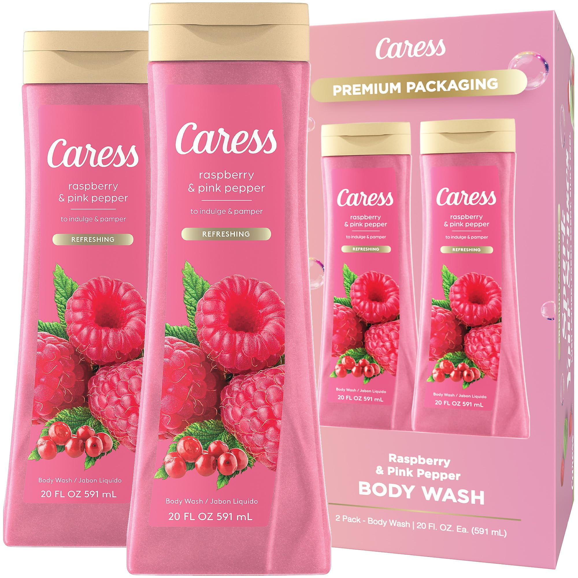 Caress Body Wash, Raspberry XEF1 & Pink Pepper, Moisturizing Body Wash ...