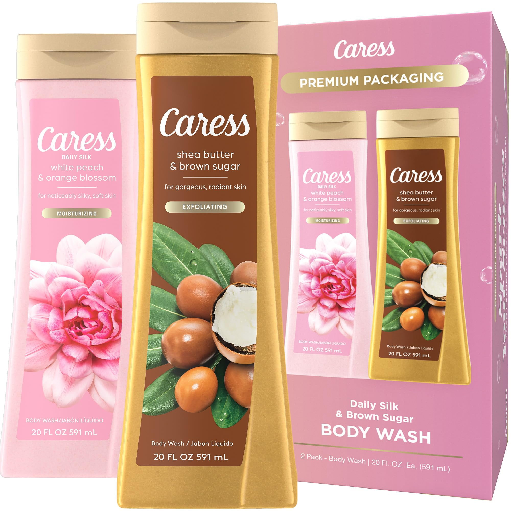 Caress Body Wash Set, IRF13 Shea Butter & Brown Sugar + Daily Silk ...