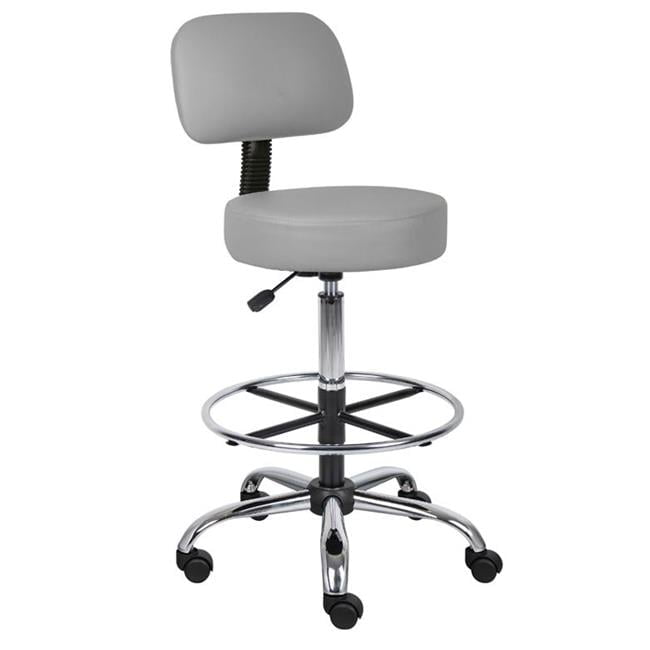 Caressoft Medical Drafting Stool with Back Cushion and Foot Ring- Grey ...