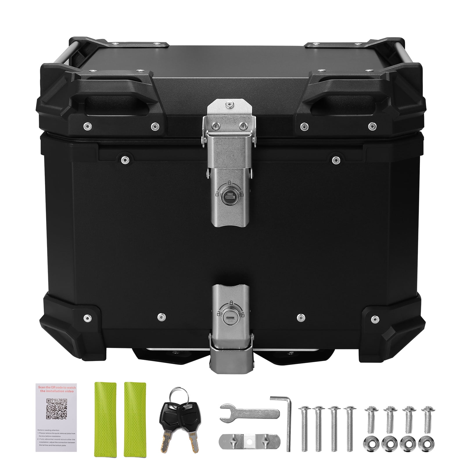 Carevas 45L Motorcycle Rear Trunk,Durable Aluminum Alloy Luggage Case ...