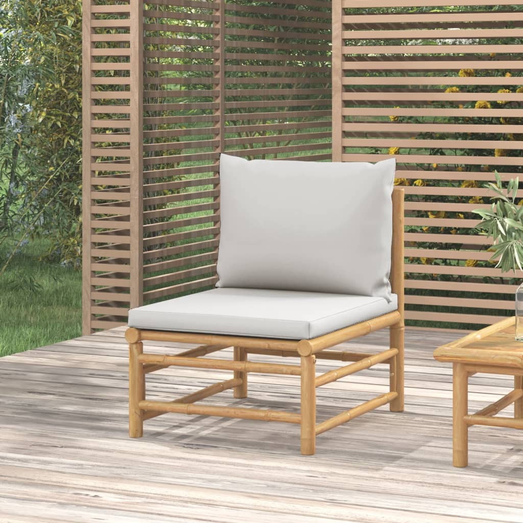 Carevas Patio Middle Sofa with Gray Cushions Bamboo - Walmart.com