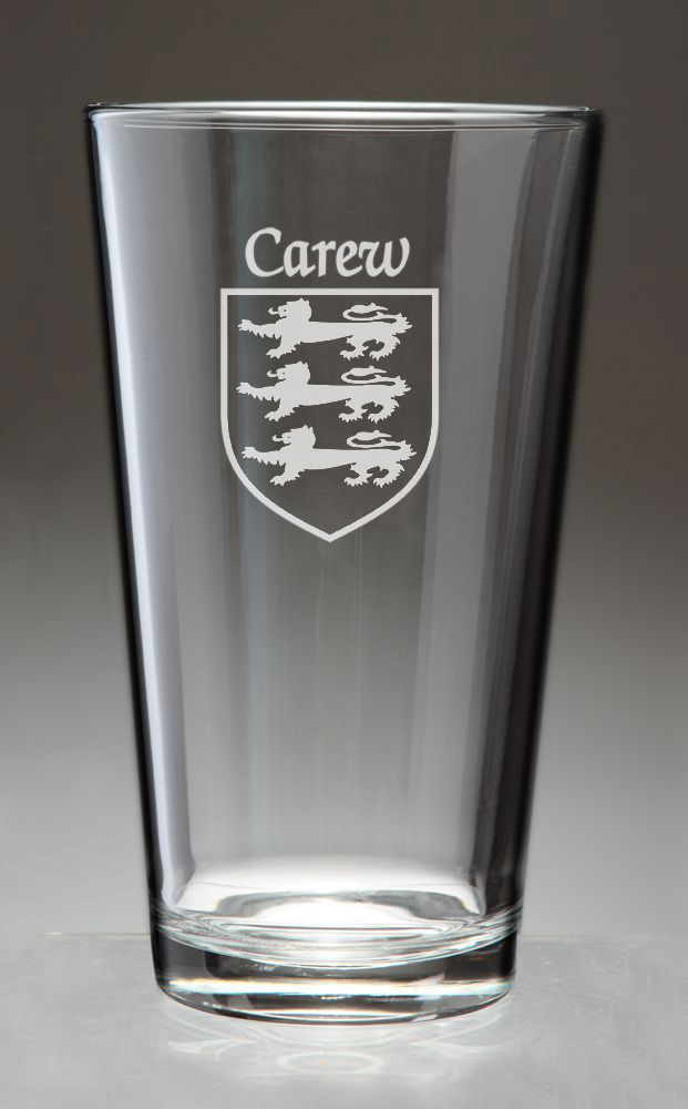 Carew Irish Coat of Arms Pint Glasses - Set of 4 (Sand Etched ...