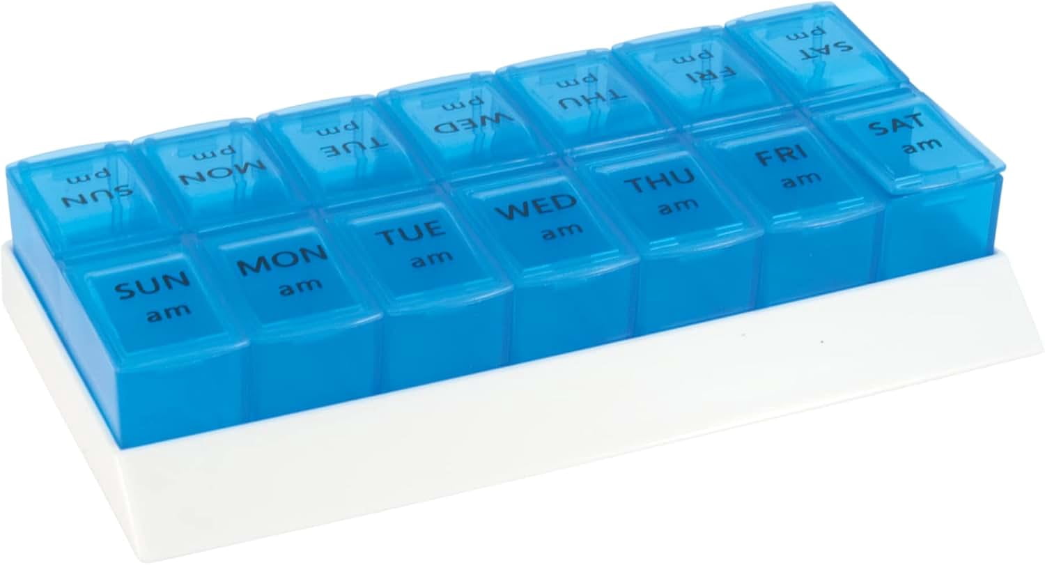 Carex Apex 7-Day AM/PM Pill Tray, Medicine Organizer and Portable Box ...