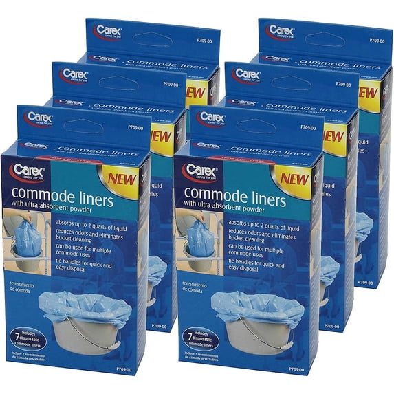 Carex Bedside Commode Liners Disposable - Fits Most Commodes, Toilet ...