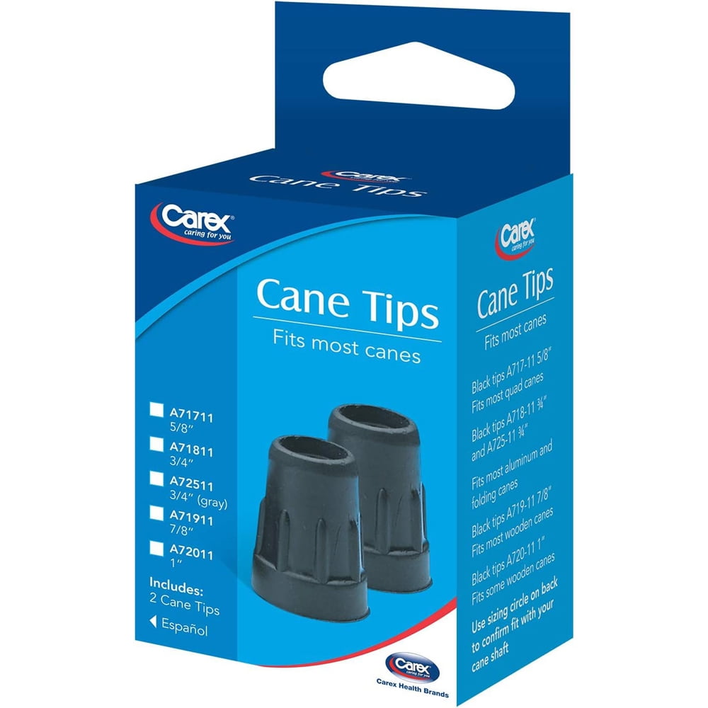 Carex Black Quad Cane Tips Synthetic Rubber/Stainless Steel HSA/FSA ...