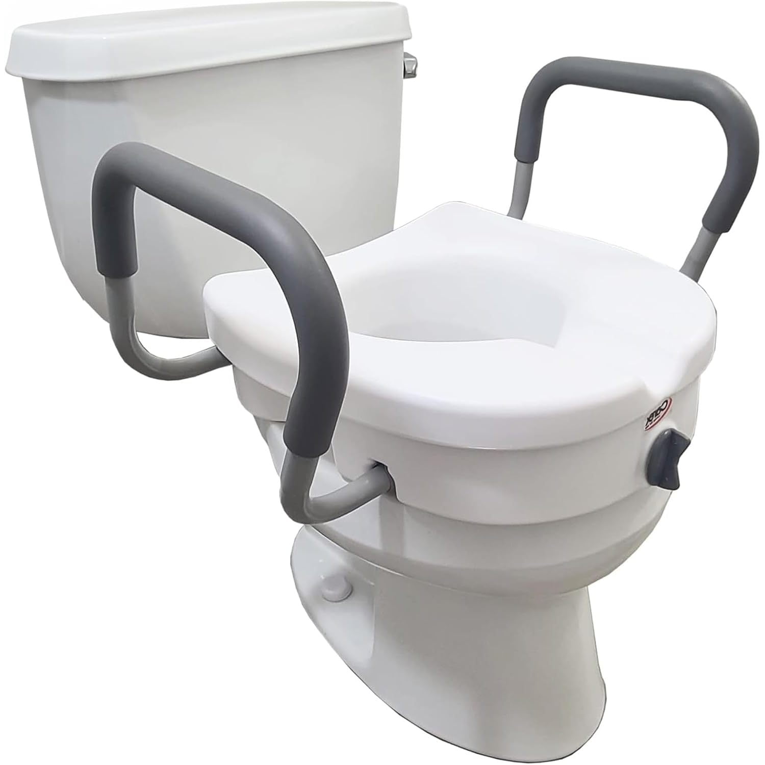 Carex E-Z Lock Raised Toilet Seat With Handles, 5" Toilet Seat Riser ...