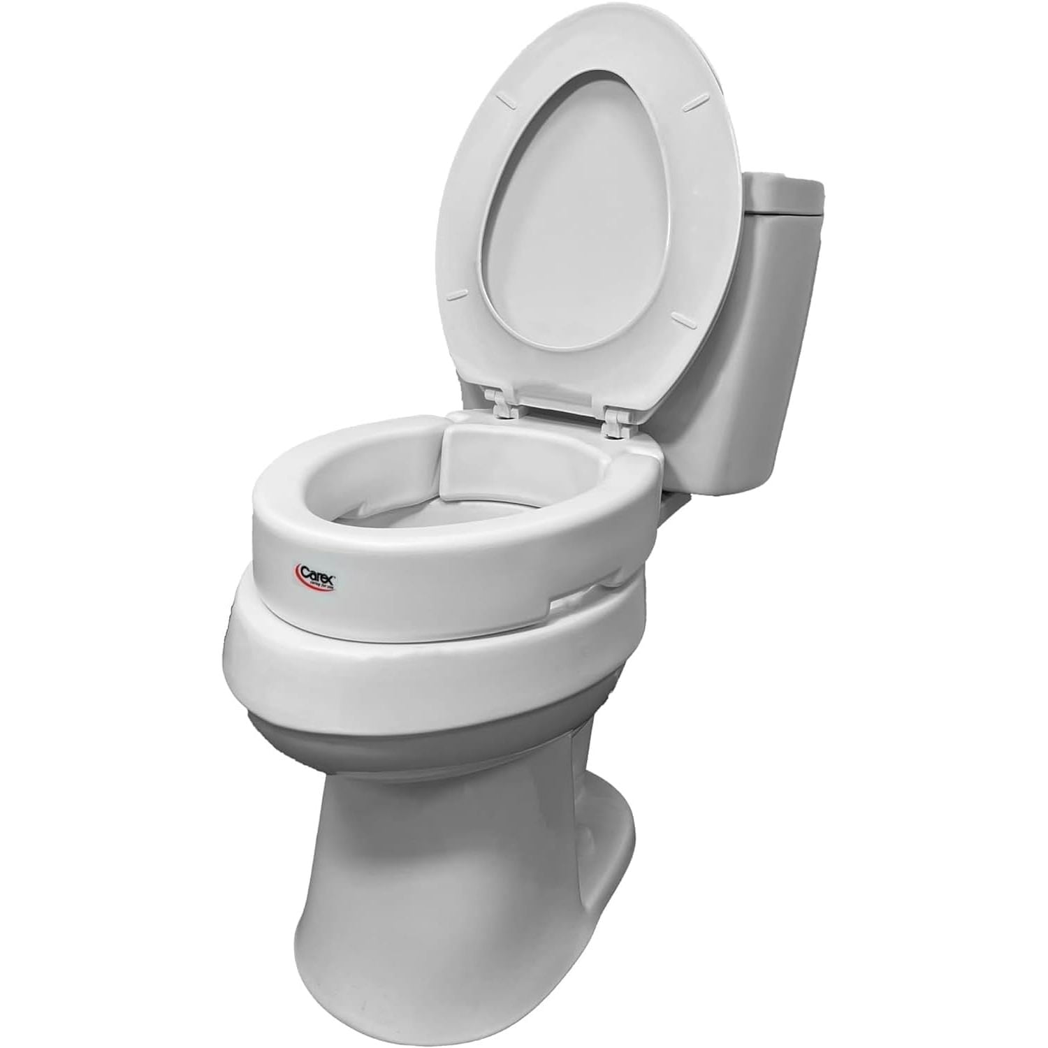 Carex Elongated Hinged Raised Toilet Seat, Adds 3.5 Inches of Height to ...