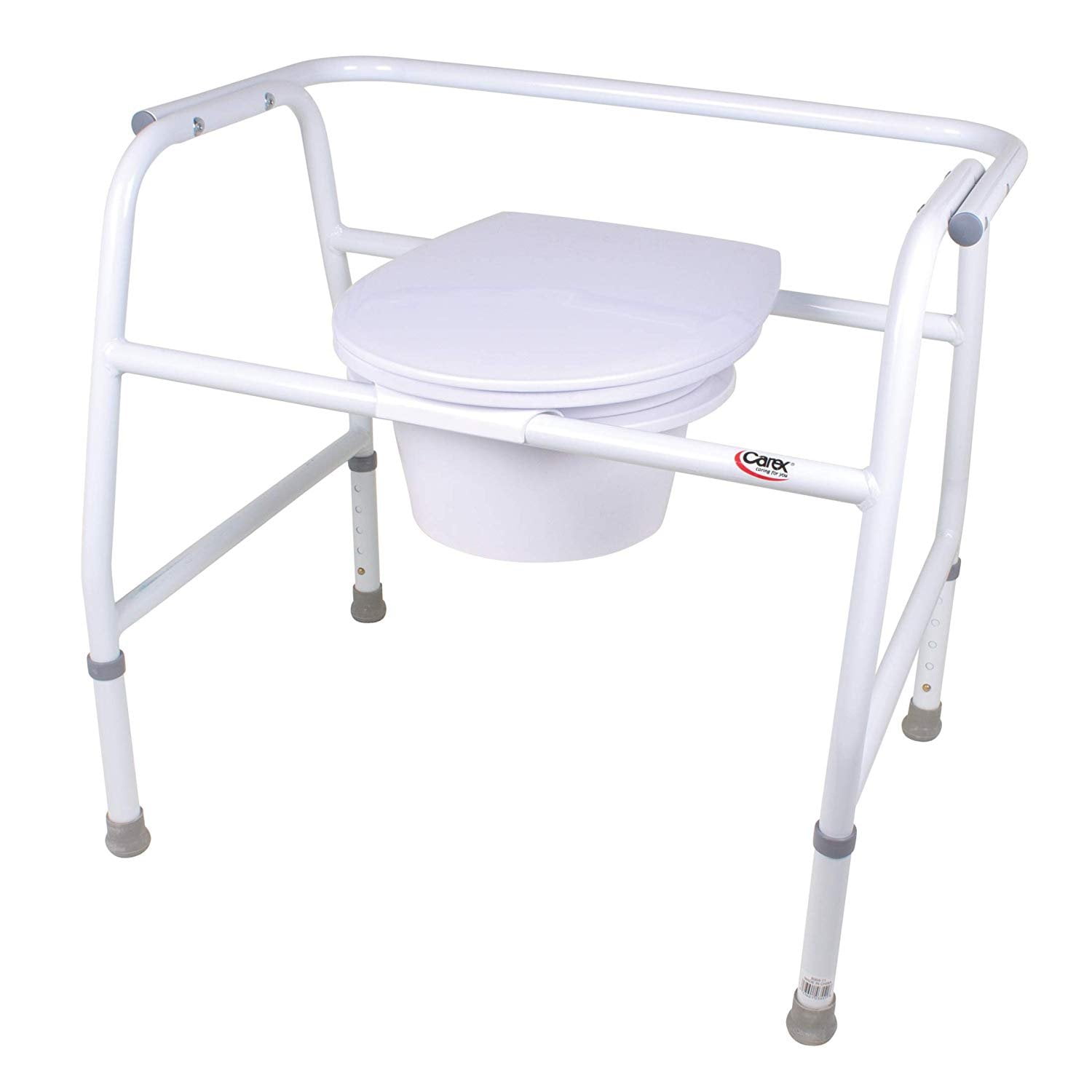 Carex Extra-Wide Steel Commode, Comes with Splash Guard, Bucket, and ...