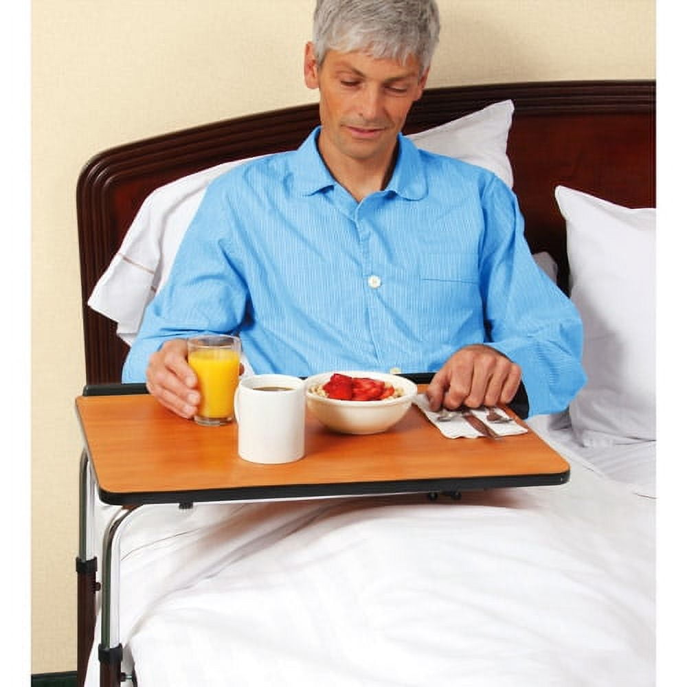 Carex Home and Hospital Overbed Table, Height Adjustable with Wheels ...