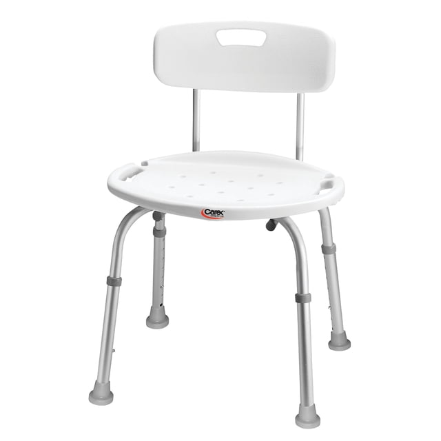 Carex White Shower Chair With Back, Bath Seat, Holds 350lbs, Easy ...
