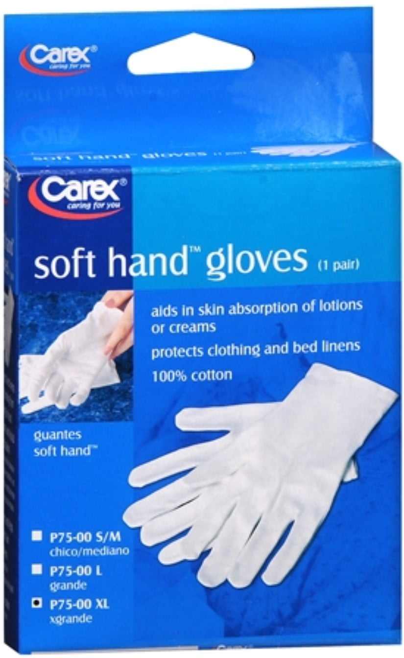 Carex Soft Hand Infection Control Cotton Aid Gloves, X-Large, 2ct, 6 ...