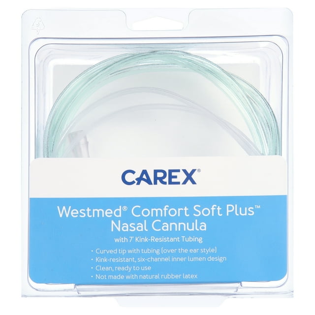 Carex Westmed® Comfort Soft Plus Nasal Cannula with 7" Kink-Resistant Tubing, Latex-Free, 1 ...