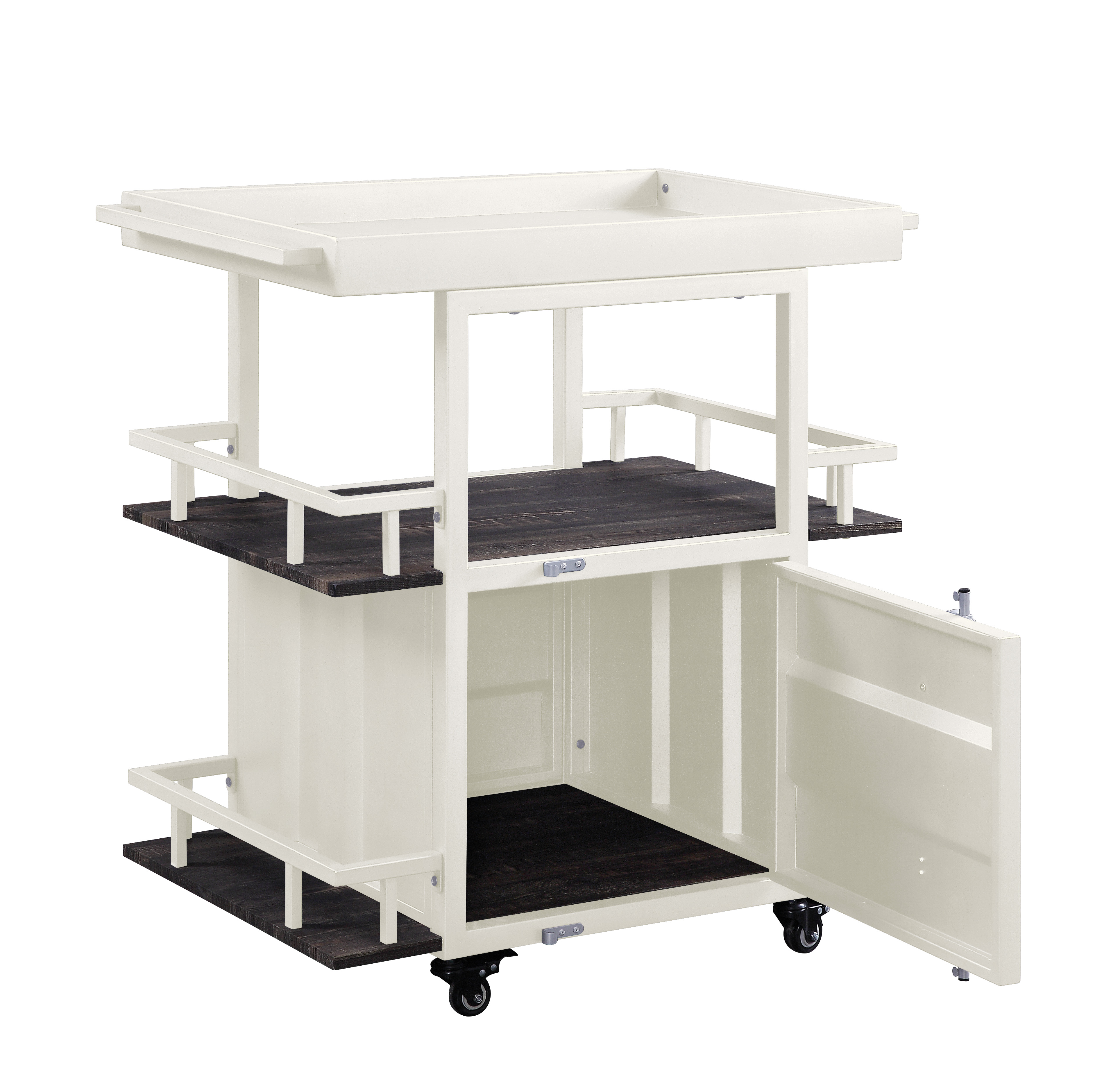 Dining Kitchen Carts Cargo Antique Walnut & White Finish Serving Cart ...