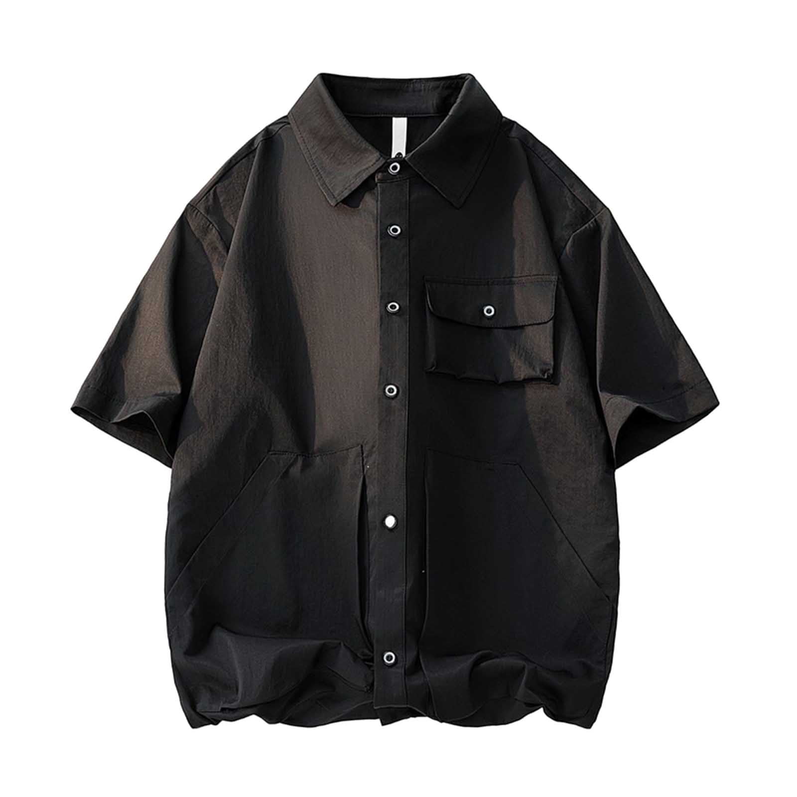 Cargo Button Down Shirts for Men Summer Lightweight Casual Collar Short ...