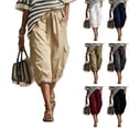 Cargo Capri Pants Women Baggy Elastic Waisted Joggers Adjustable Knot ...