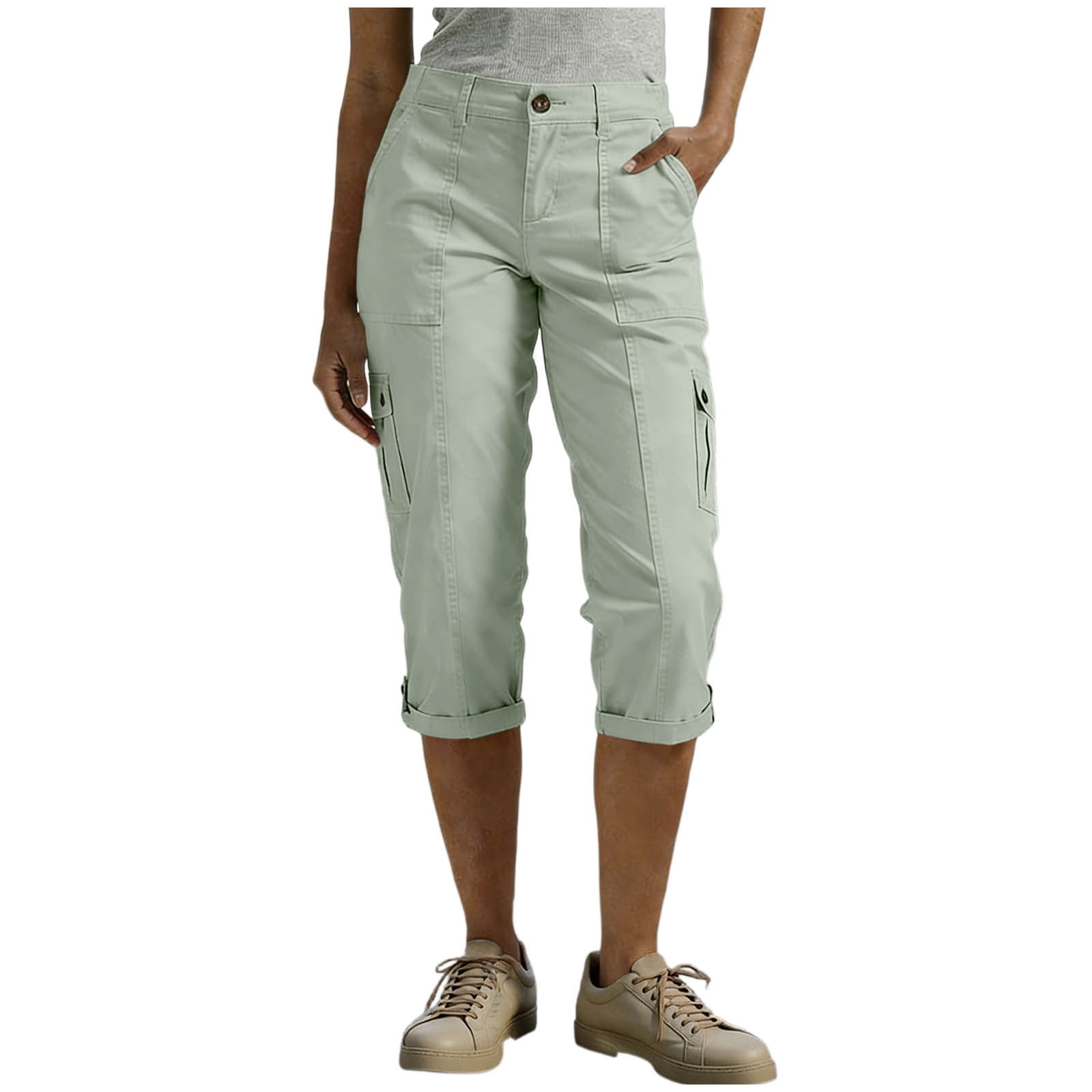 Cargo Capris for Women High Waist Tapered Leg Pants with Multiple ...