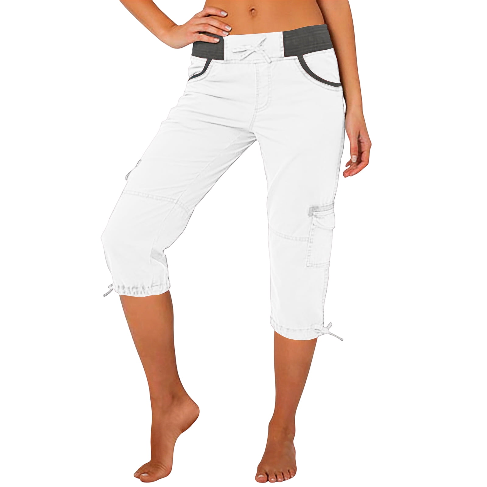 Cargo Capris for Women Stretch Lightweight Casual Solid Cargo Hiking ...