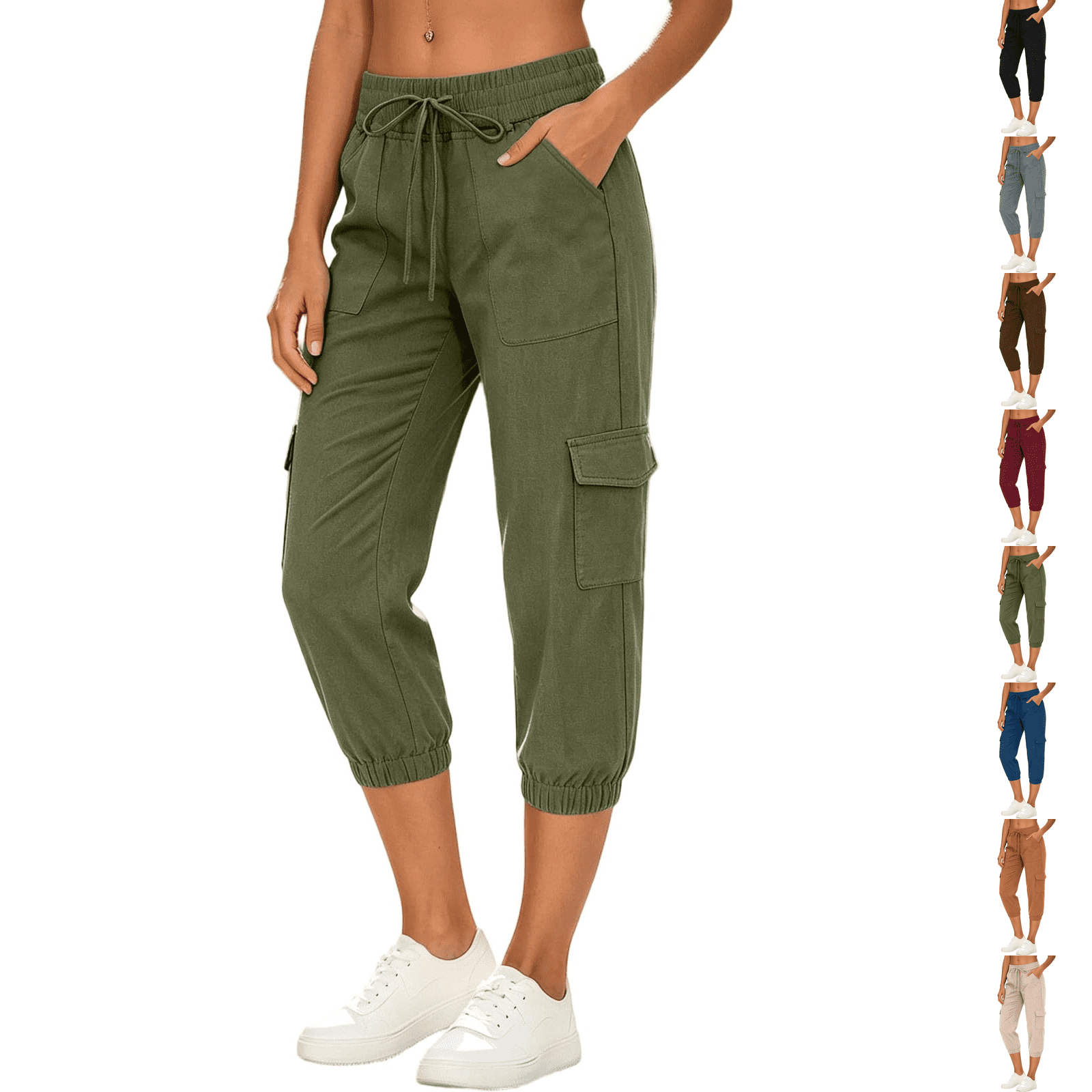 Cargo Capris for Women Summer Casual Loose Capri Pants with Pockets ...