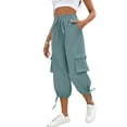 Cargo Capris for Women Summer High Waisted Capri Joggers Drawstring ...