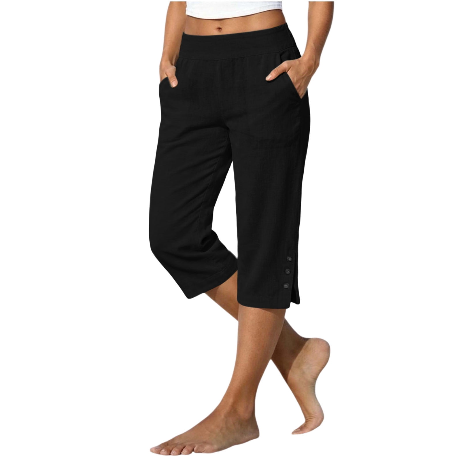 Cargo Caprisfor Women New Summer Linen Capri for Women Loose Straight ...