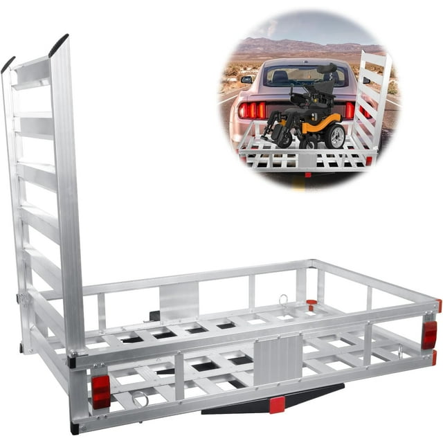 Cargo Carrier, 50'' x 29.5'' Trailer Hitch Mount Aluminum Cargo Carrier ...