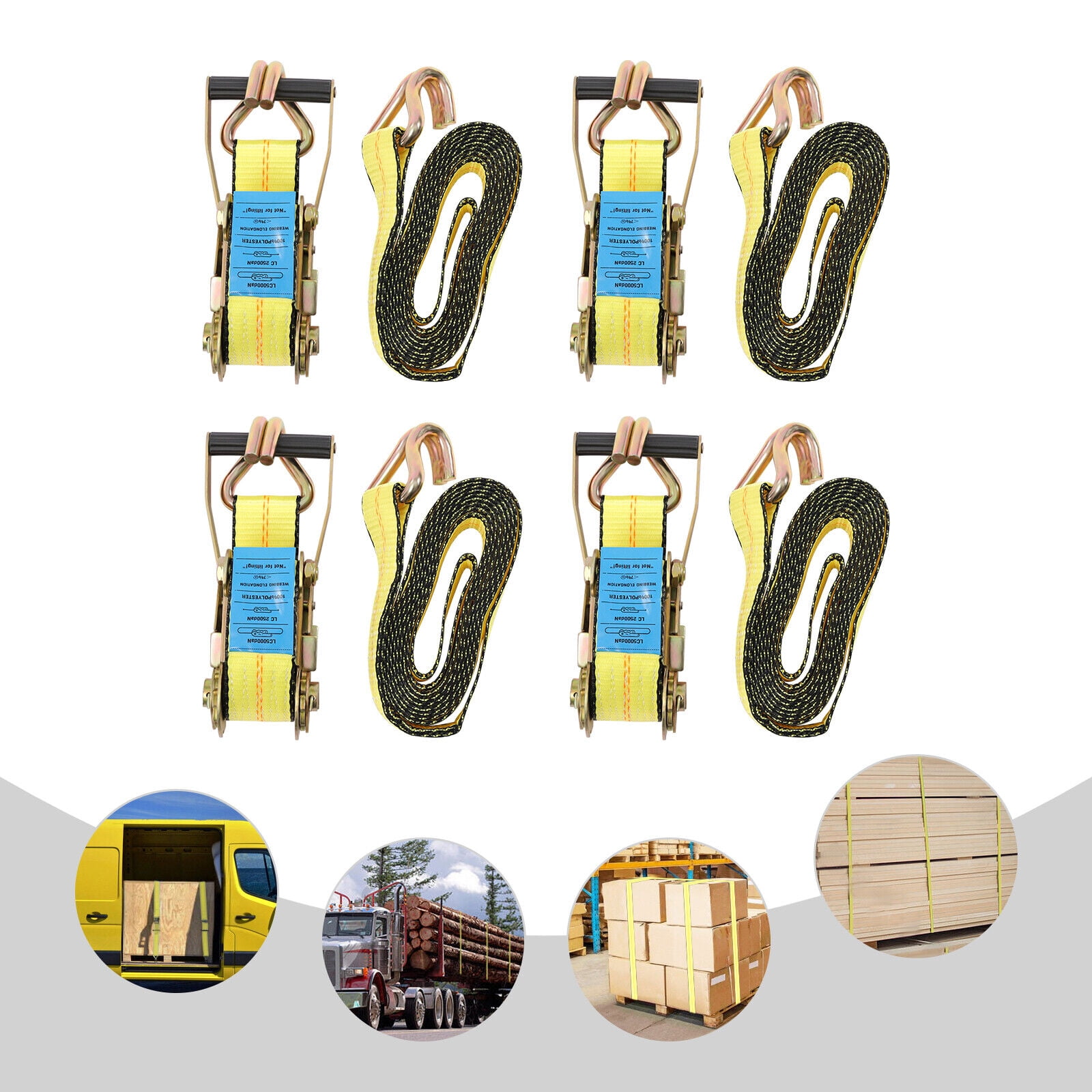 Cargo Control Ratchet Tie Down Straps - 2 Inch x 12 Foot Ratchet Straps ...