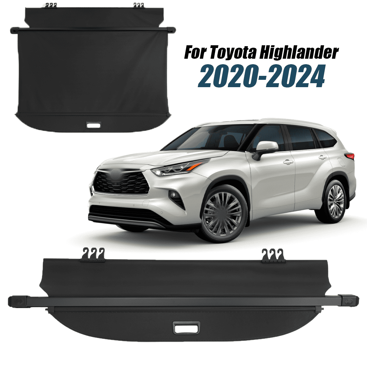 Cargo Cover For 2020-2024 Toyota Highlander Retractable Trunk Security ...