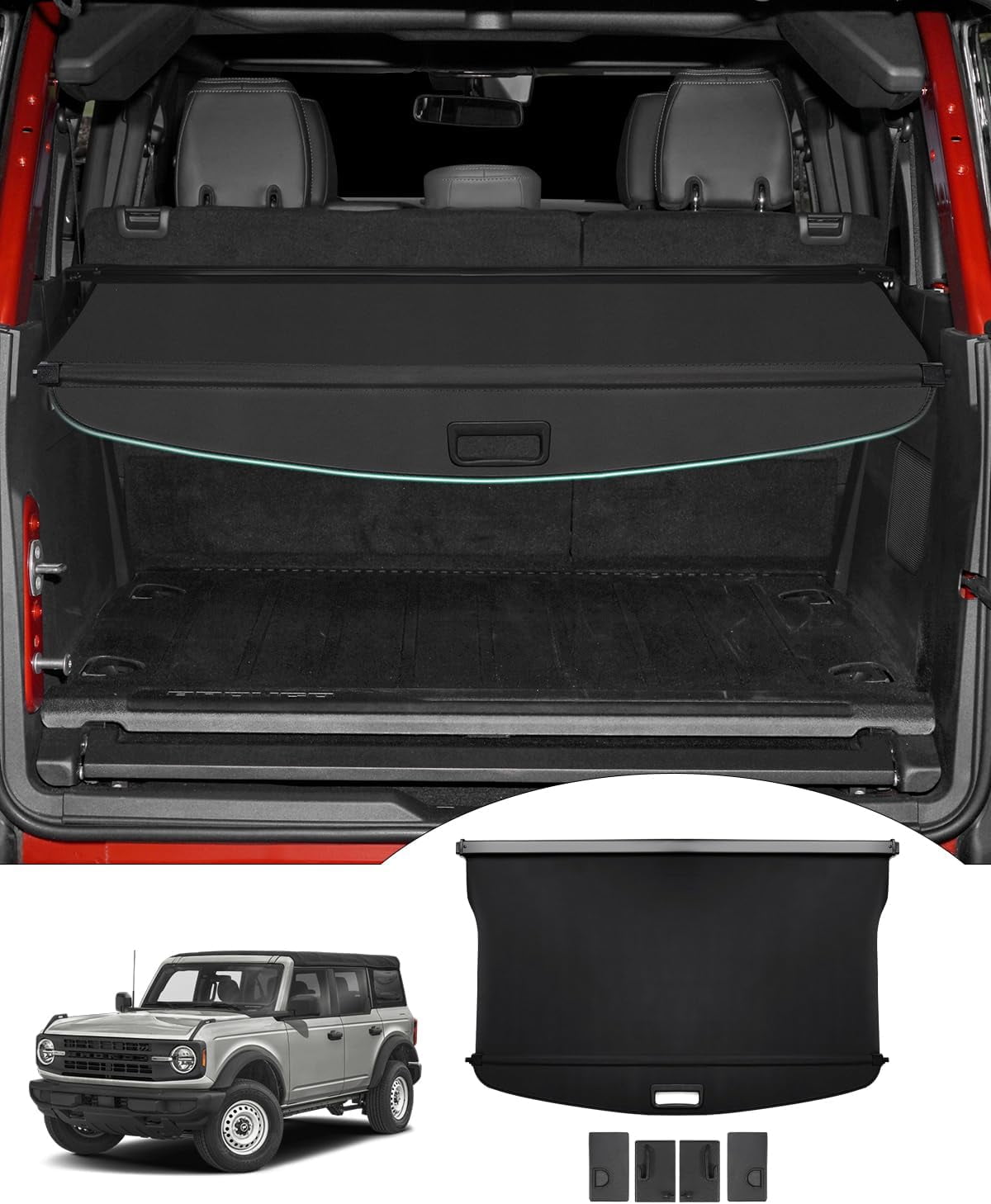 Cargo Cover for Ford Bronco 4-Door Soft Hard TOP 2021-2024 2025, Trunk ...