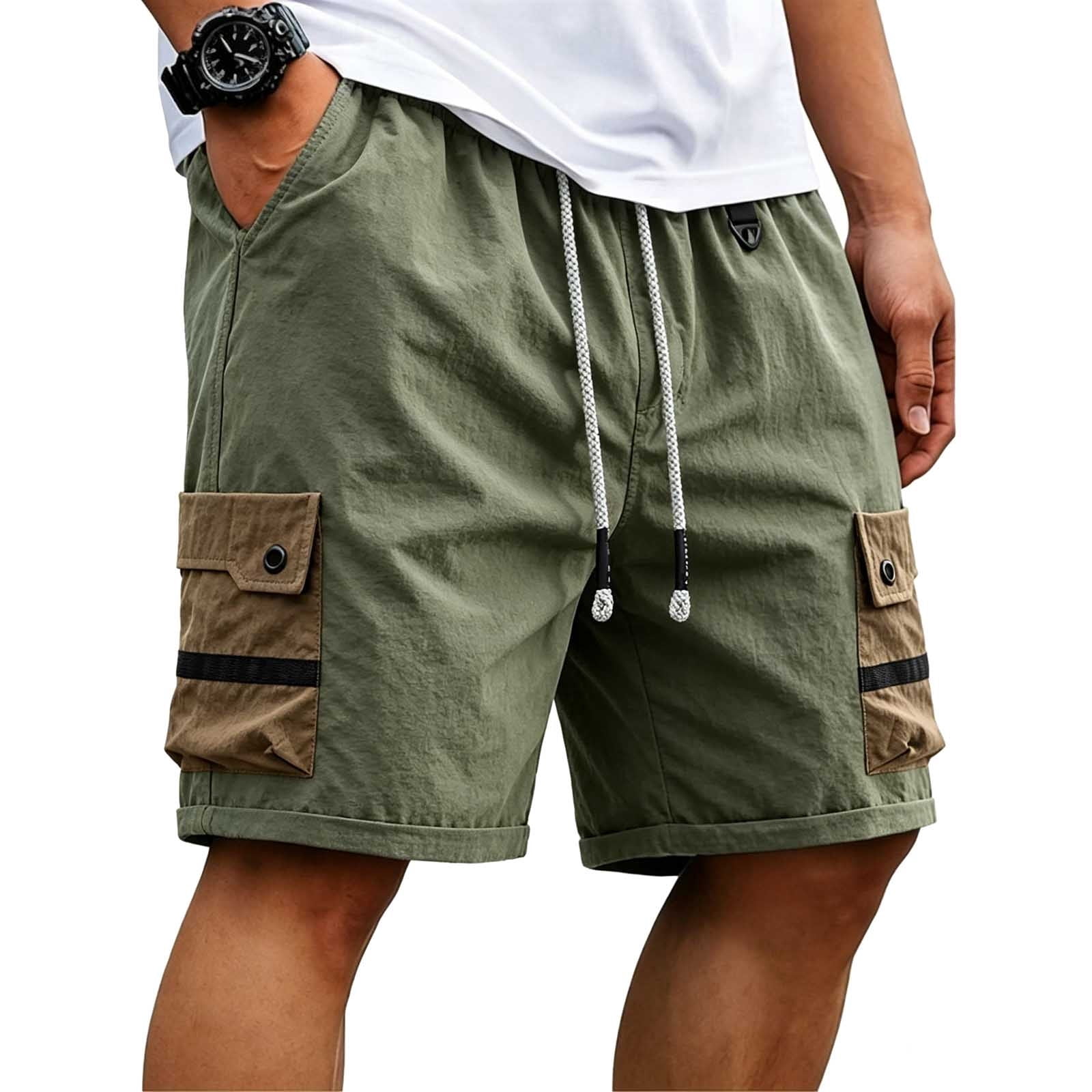 Cargo Drawstring Shorts for Men Elastic Waist Outdoor Shorts Multi ...