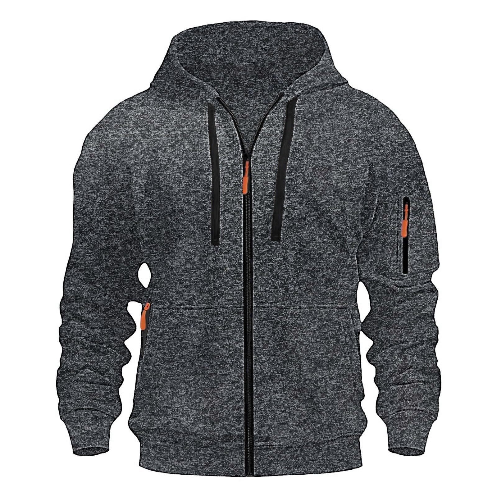 Cargo Hoodies For Men Hooded Sweatshirts Full Zip Up Long Sleeve Casual ...