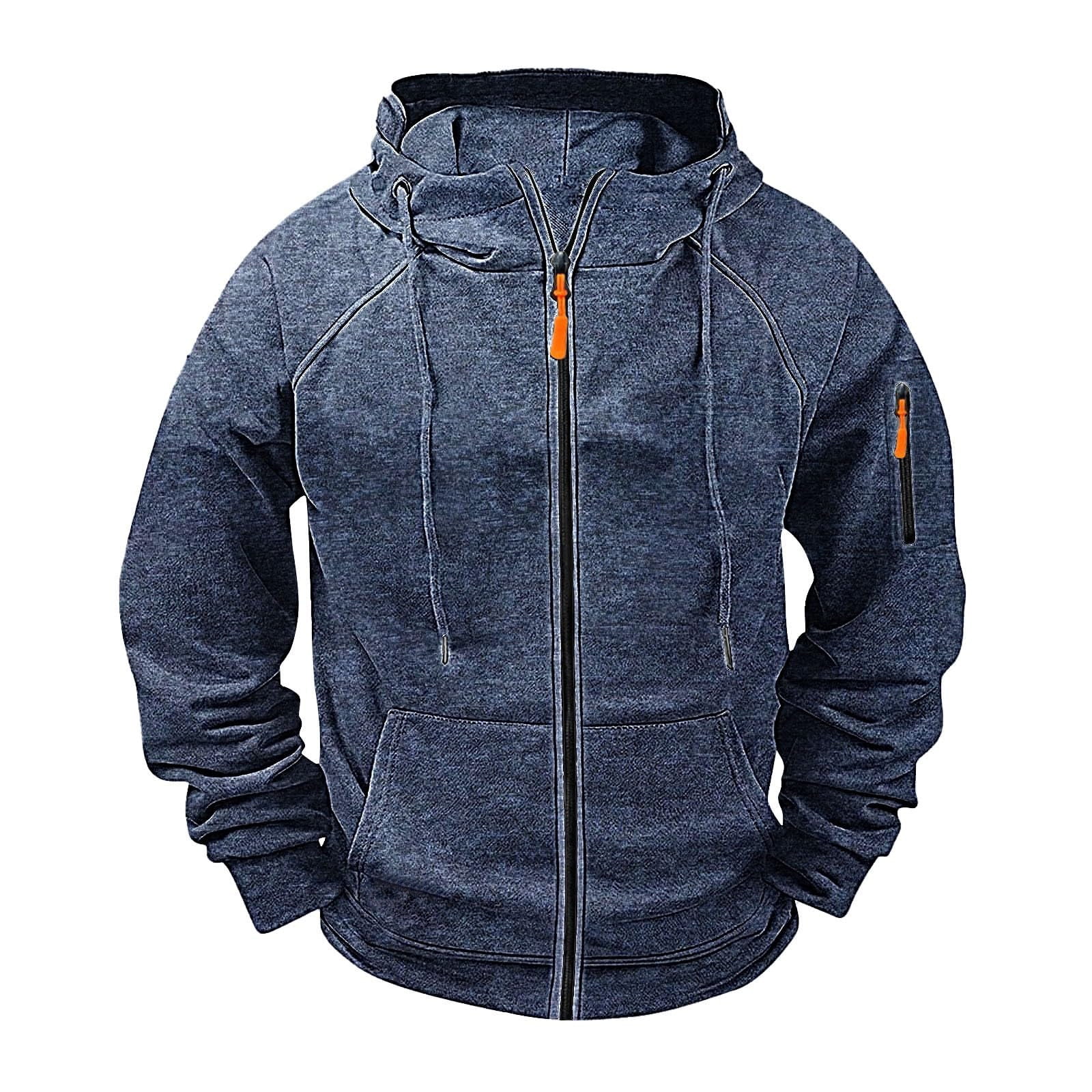 Cargo Hoodies For Men Tactical Sweatshirts Full Zip Up Cargo Long ...