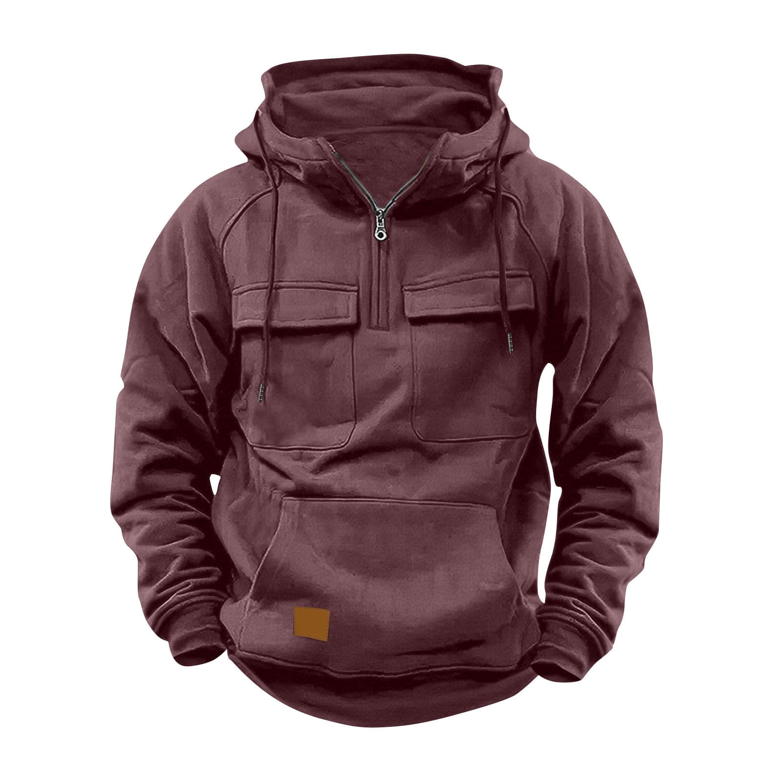 Cargo Hoodies for Men Quarter Zip Pullover Tactical Sweatshirt Workout ...