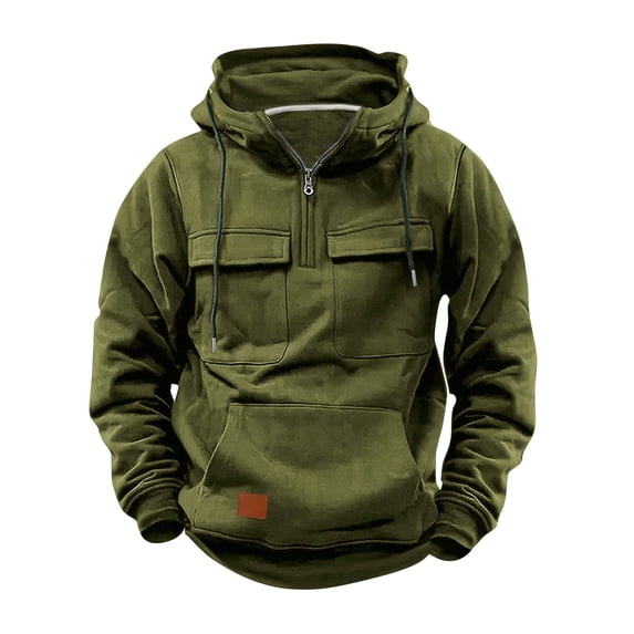 Cargo Hoodies for Men Sweatshirt Quarter Zip Cargo Pullover Hoodies ...