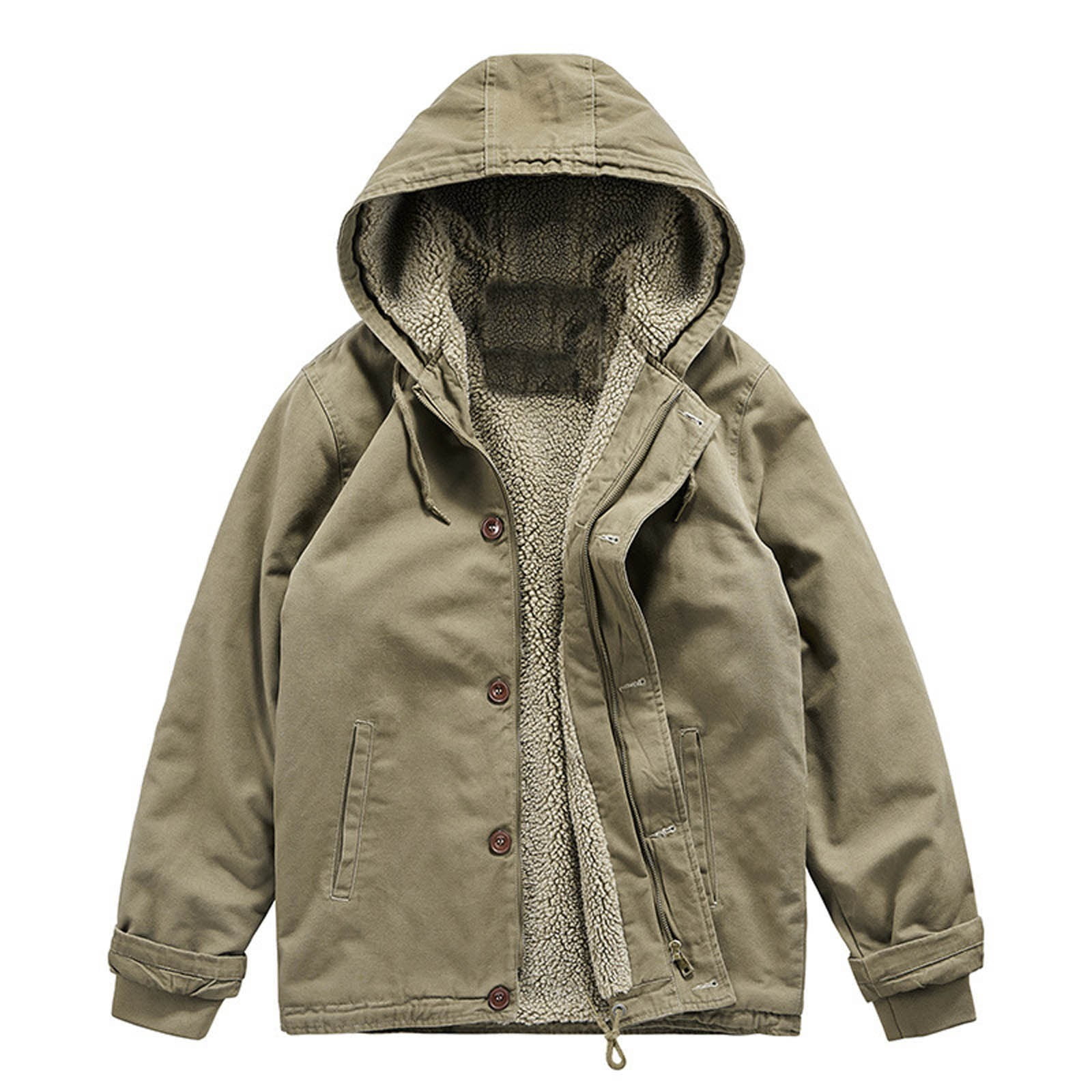 Cargo Jacket Hoodies Fleece Lined Work Jacket s Trucker Bomber Jacket ...